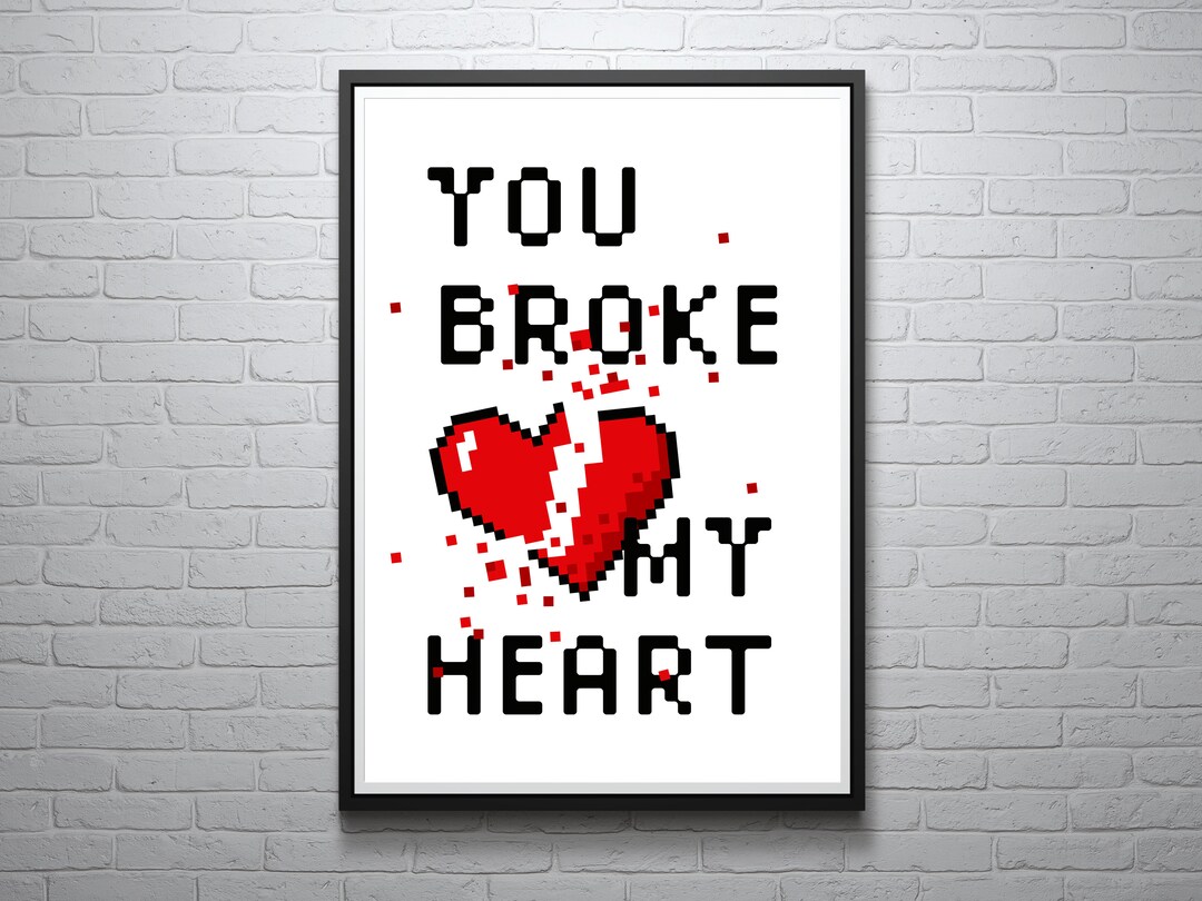 Broken Heart Print, Poster, Love, Minimal Art - Etsy