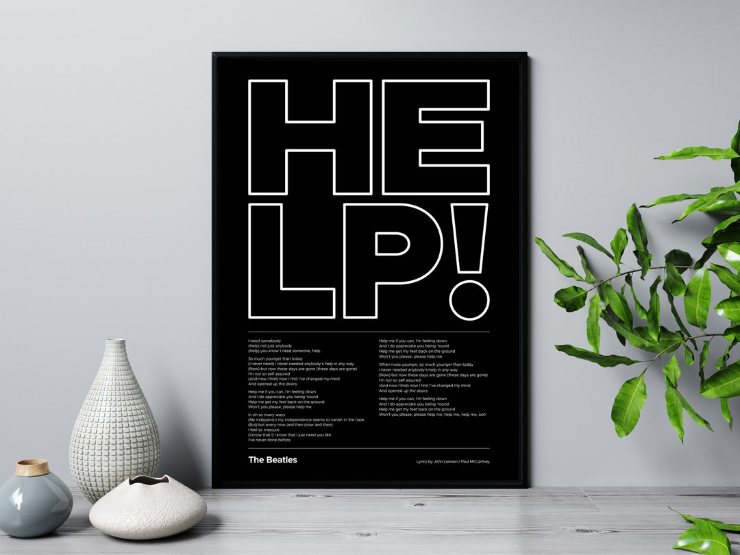 Beatles Help Inspired Print, Poster, Minimal Music Art - Etsy