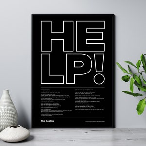 Beatles Help Inspired Print, Poster, Minimal Music Art - Etsy