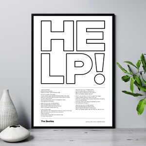 Beatles Help Inspired Print, Poster, Minimal Music Art - Etsy