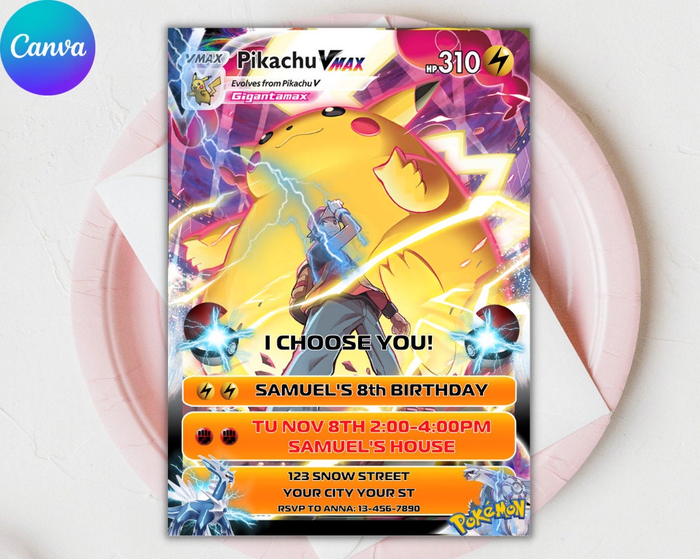 Pokemon Party Invitation Pokemon Birthday Invite Kids - Etsy