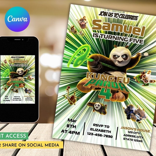 Kung Fu Panda Birthday Movie Invitation - Etsy