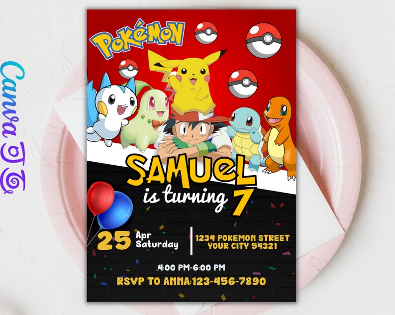 Pokemon Birthday Invitation Pokemon Party Invite - Etsy