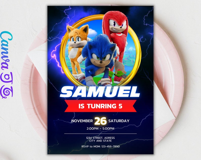 Sonic the Hedgehog Birthday Invitation Editable and Printable Sonic ...