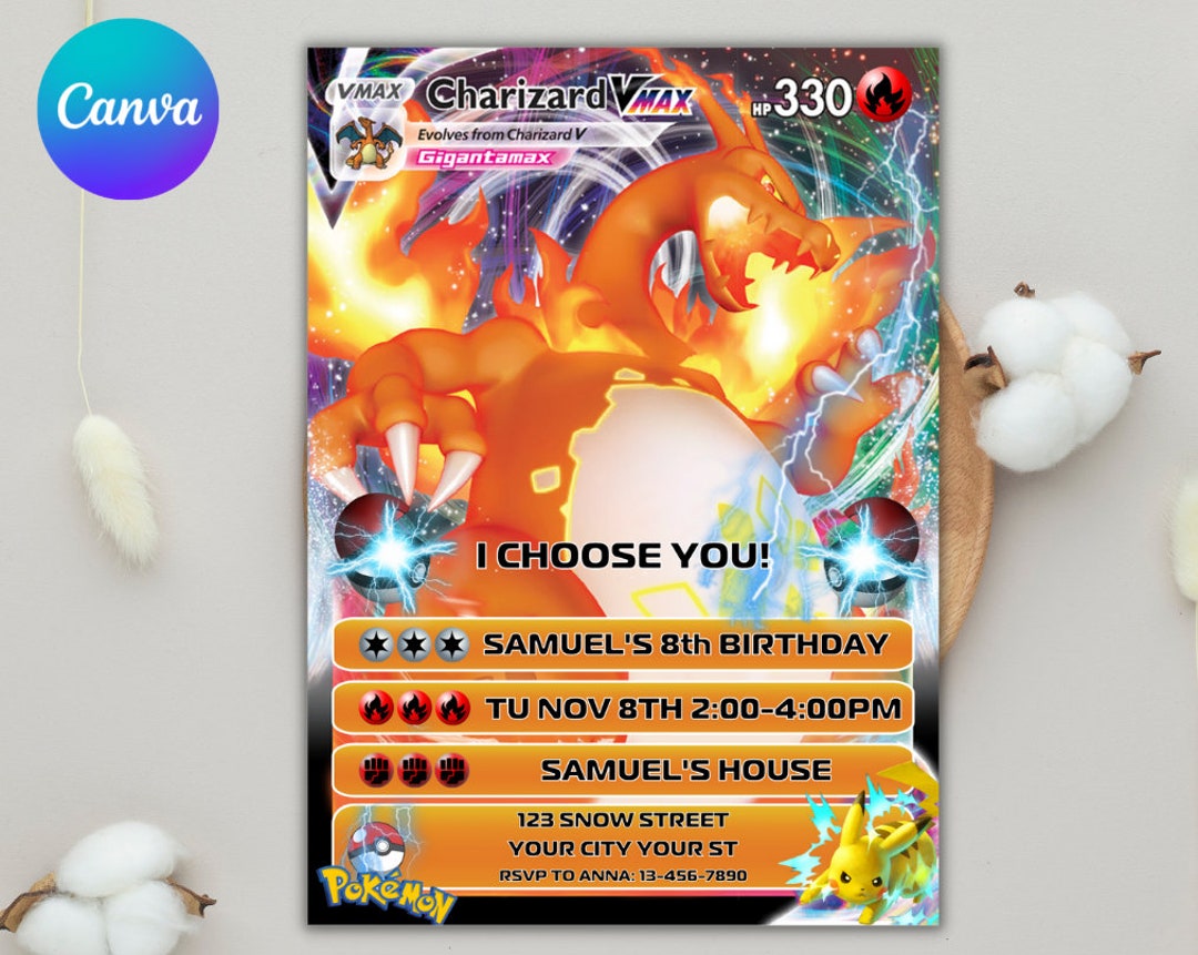 Pokemon Party Invitation, Pokemon Birthday Invite, Kids Birthday ...