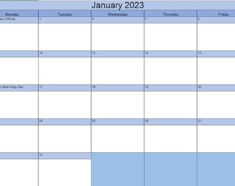 2023 Yearly Excel Calendar - Etsy