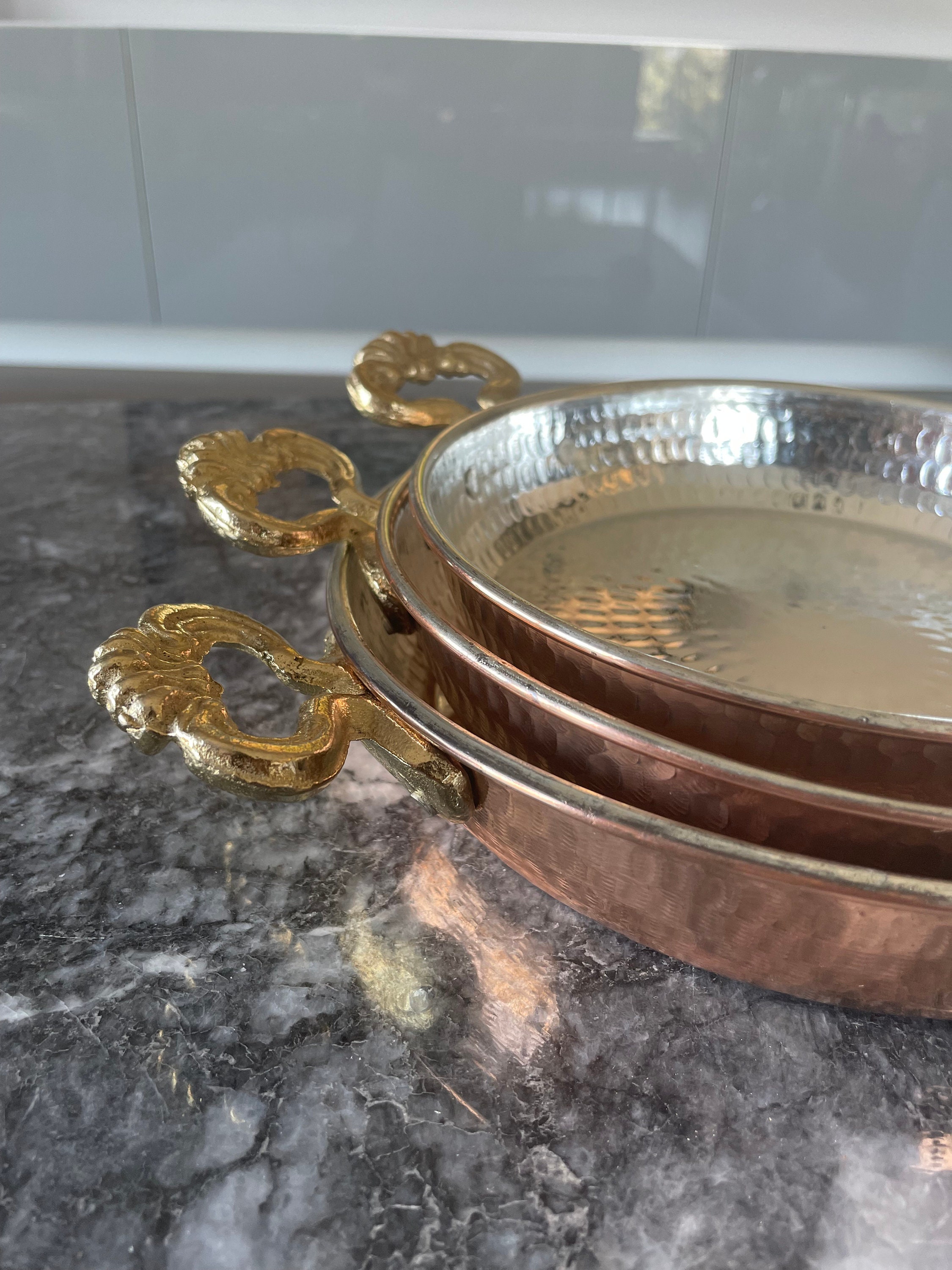 Copper Pan Set, Traditional Cookware, Sahan, Handmade Copper Pan ...