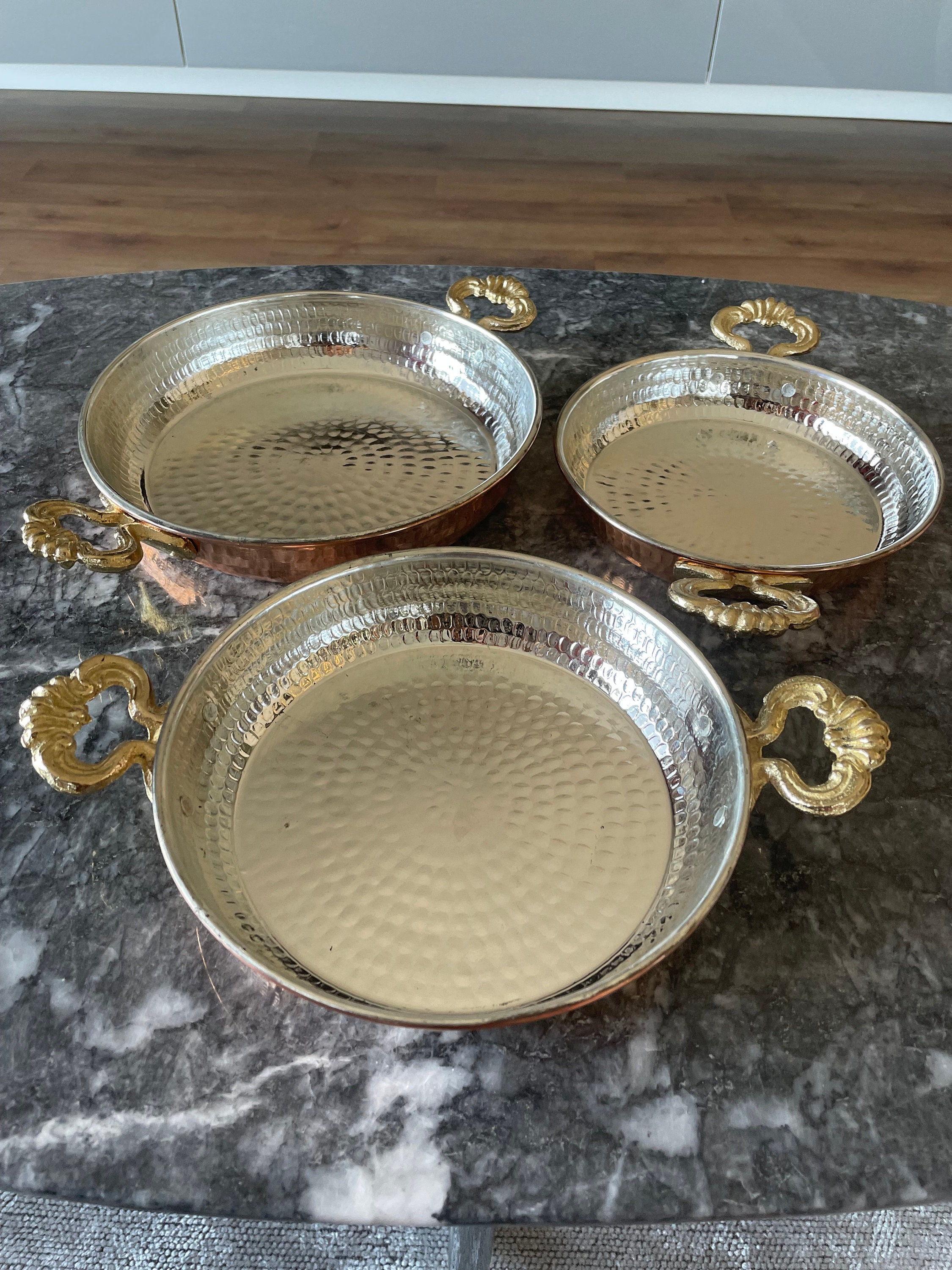 Copper Pan Set, Traditional Cookware, Sahan, Handmade Copper Pan ...