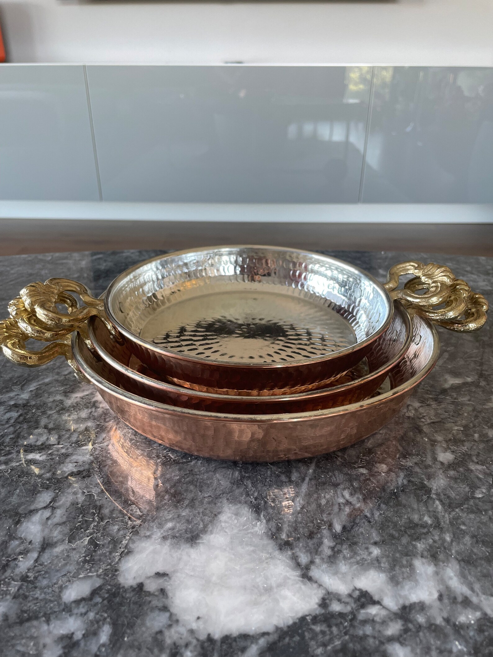 Copper Pan Set, Traditional Cookware, Sahan, Handmade Copper Pan ...