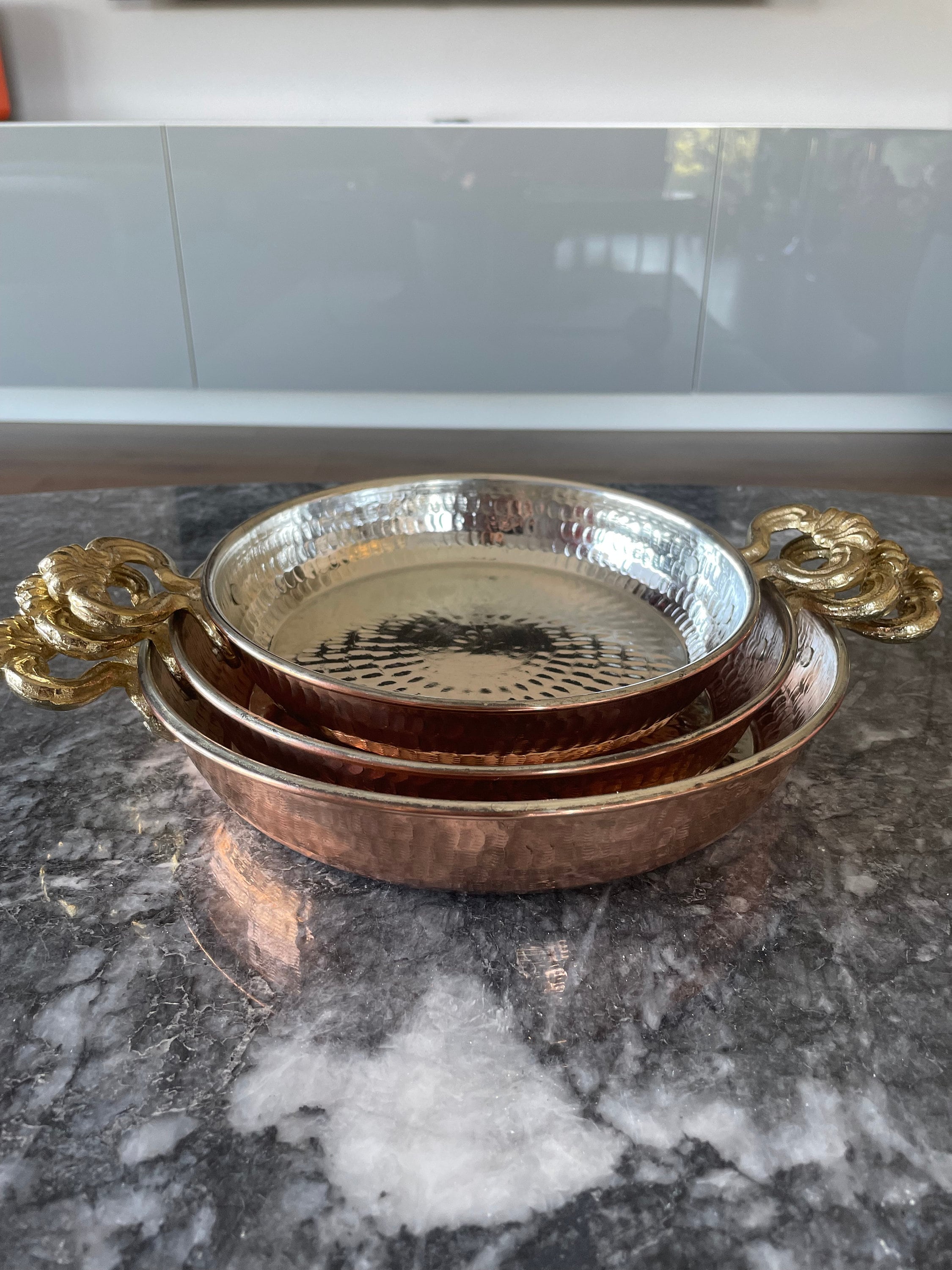 Copper Pan Set, Traditional Cookware, Sahan, Handmade Copper Pan ...