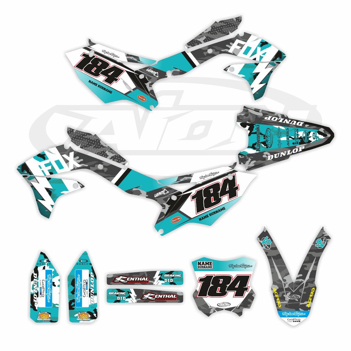 Kawasaki Graphics Kit for a 2016-2018 KXF 450 Models Very Thick Decals ...
