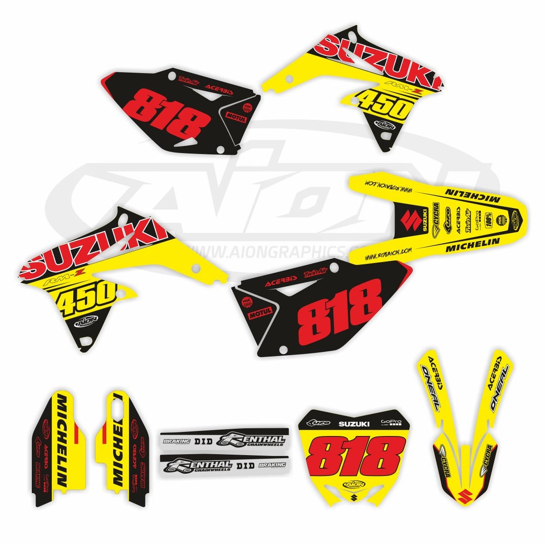 Suzuki Graphics Kit for a 2008-2017 RMZ 450 Models | Very Thick Decals ...