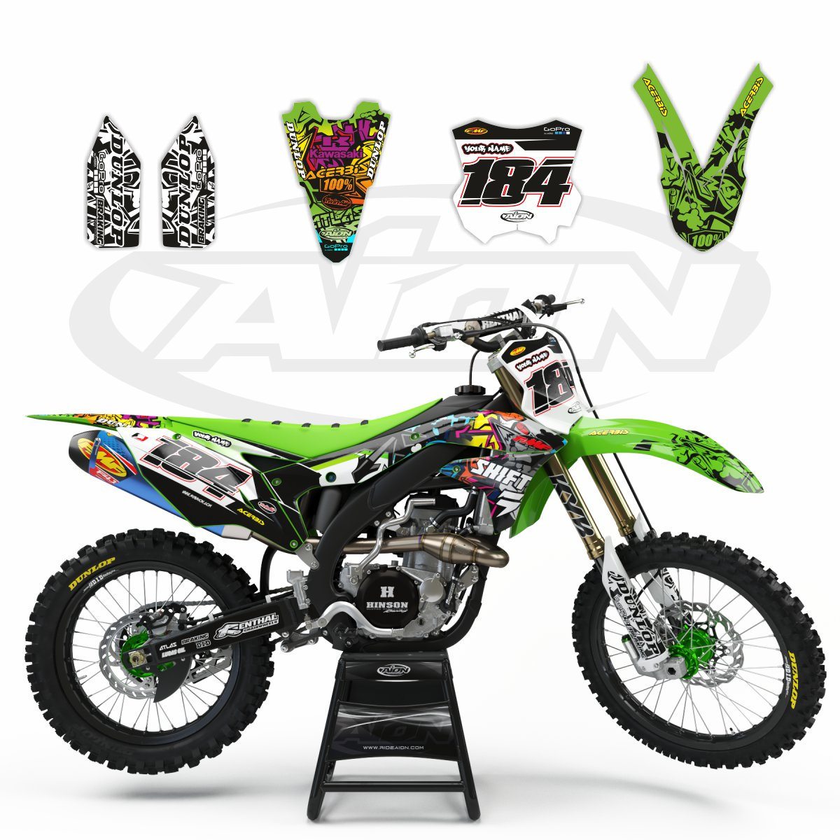 Kawasaki Graphics Kit for a 2017-2019 KXF 250 Models Very Thick Decals ...