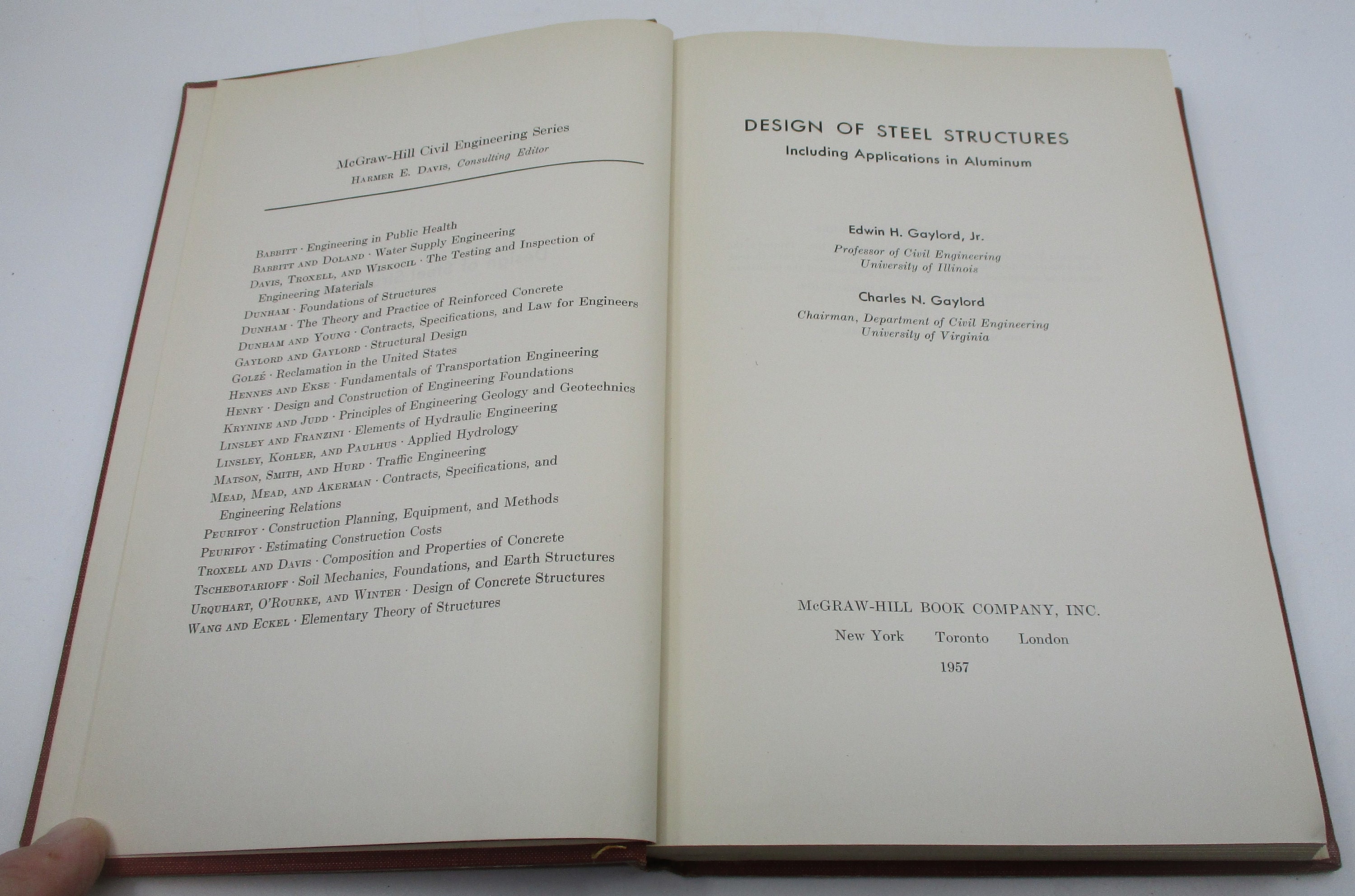 1957 Architectural and Civil Engineering Book, Design of Steel ...