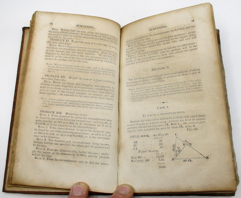 1830 Geometry, Trigonometry, and Treatise on Surveying, Field Surveying ...