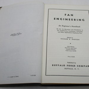 1949 Fan Engineering, Mechanical Engineering Handbook, HVAC, Air ...