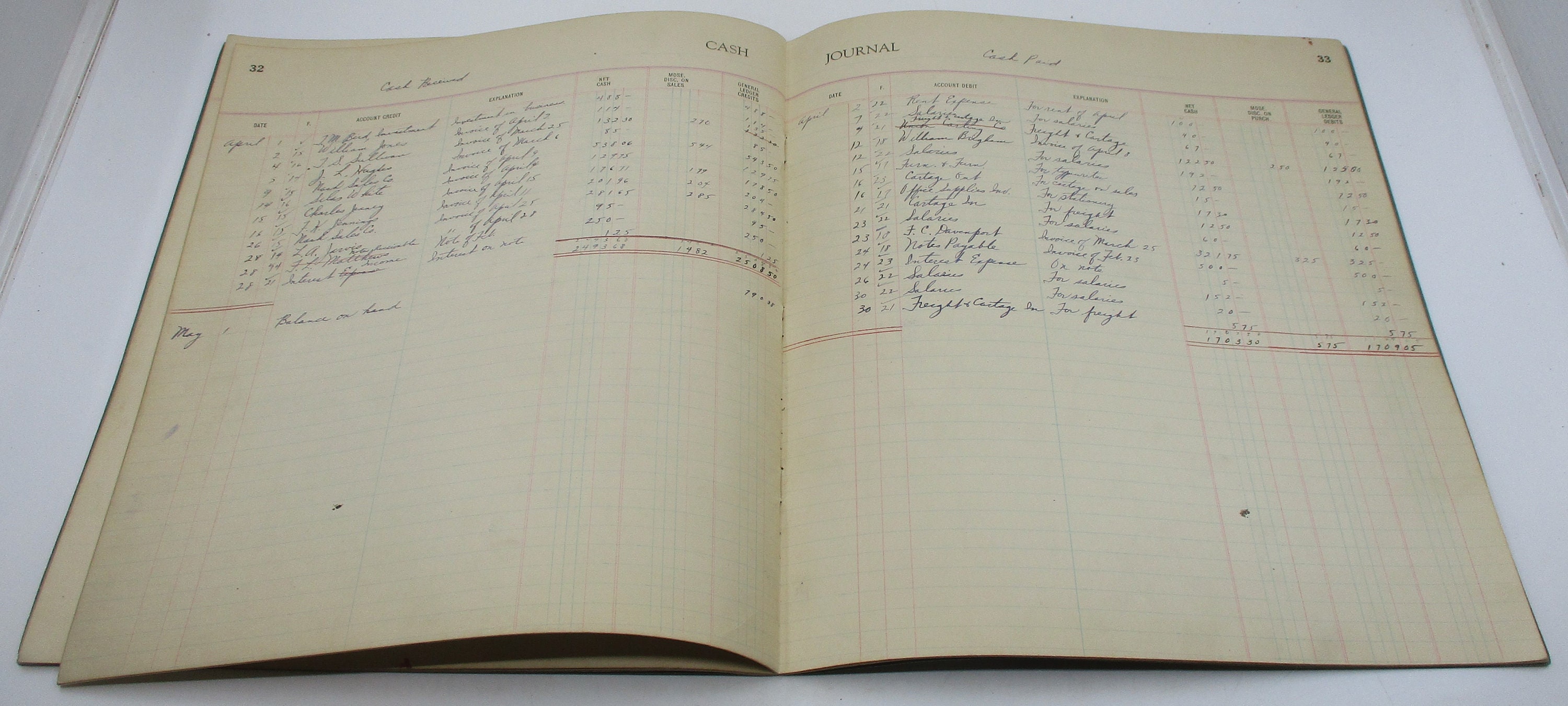 1930 Vintage Ledger or Cash Book, Bookkeeping and Accounting School ...