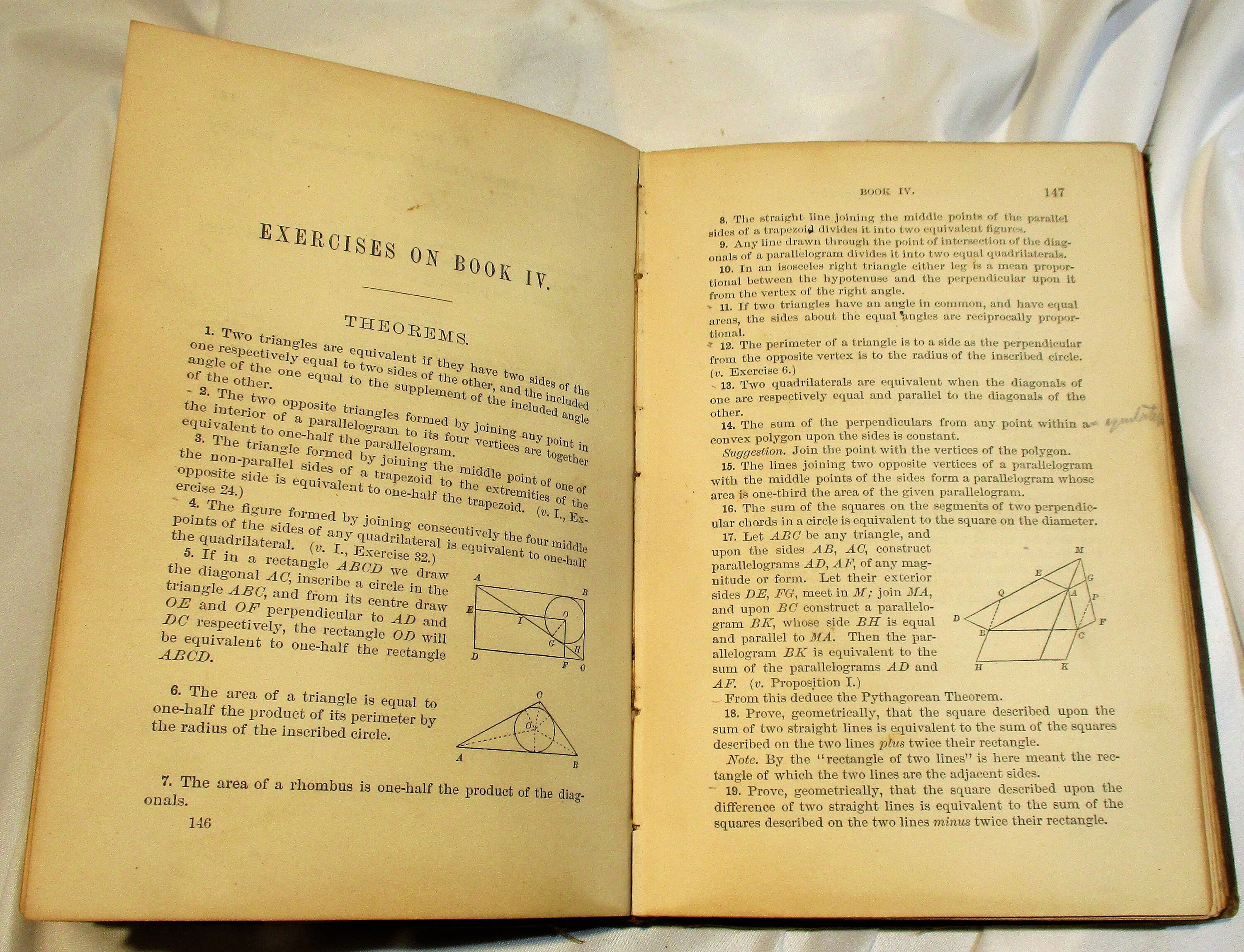 1888 Geometry Textbook: Chauvenet's Elementary Geometry, Antiquarian ...