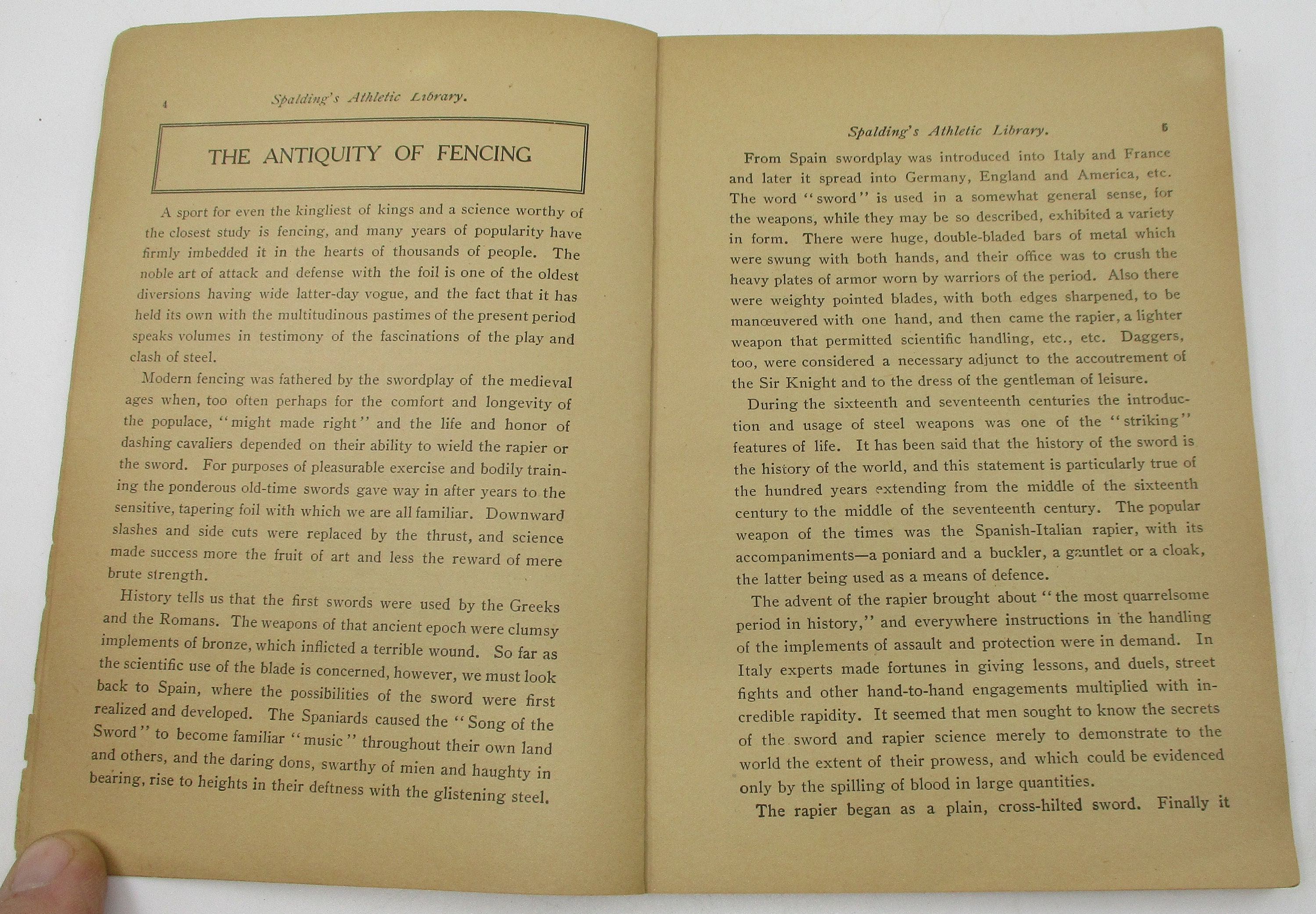 1925 the Art of Fencing, Spalding Red Cover Athletic Handbook Series ...