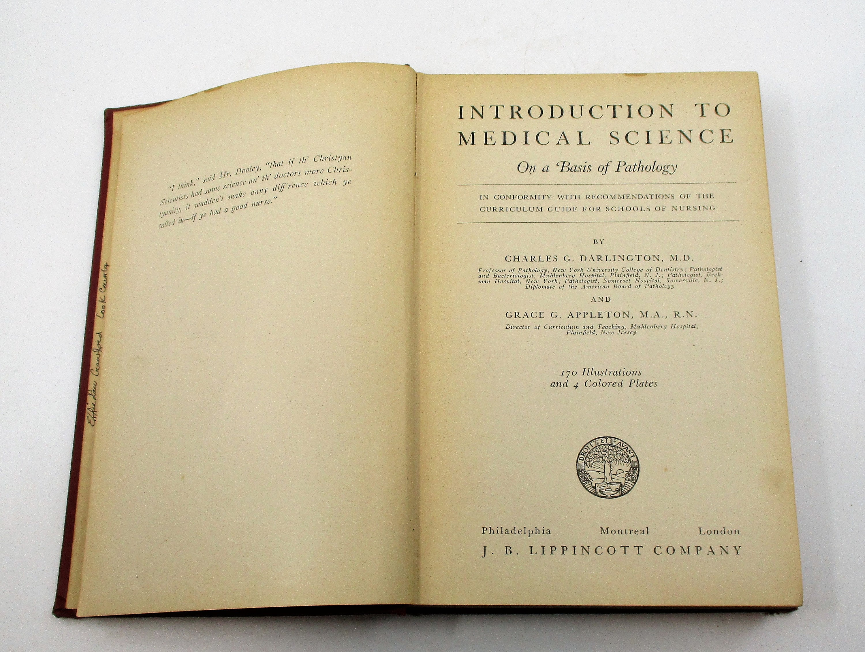 1942 Introduction to Medical Science Pathology, Medical and Nursing ...