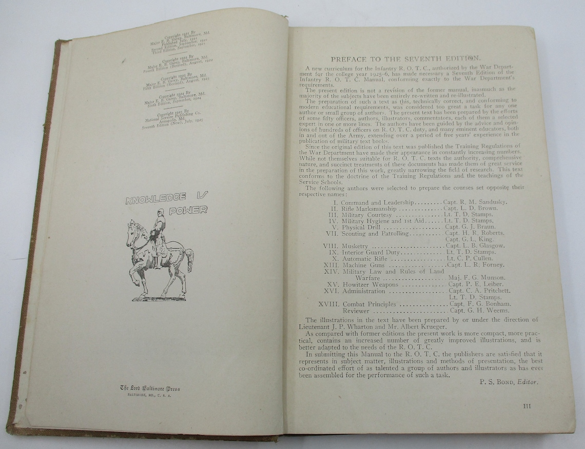 1925 ROTC US Army Infantry Training Manual: Antiquarian Military ...