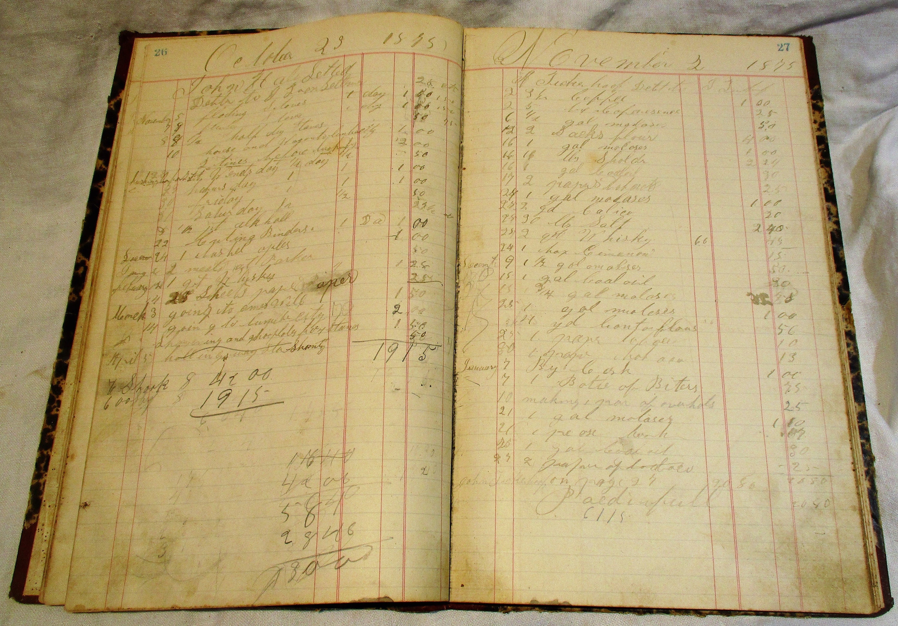 1875 Antique Ledger, Old Accounting Business Book, 19th Century General ...
