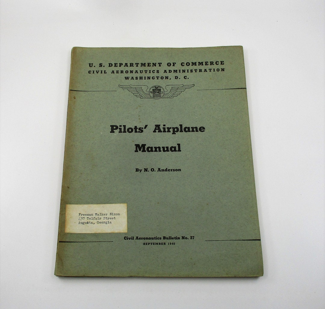 1940 Aviation Book, Pilot's Airplane Manual, Early Flying Instruction ...