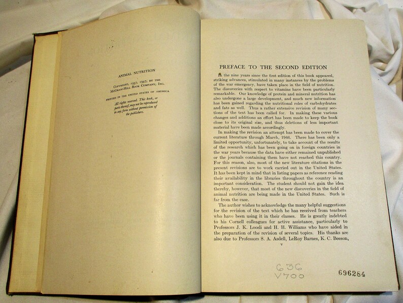 1947 Animal Nutrition, Farming and Agriculture Book, Veterinary ...