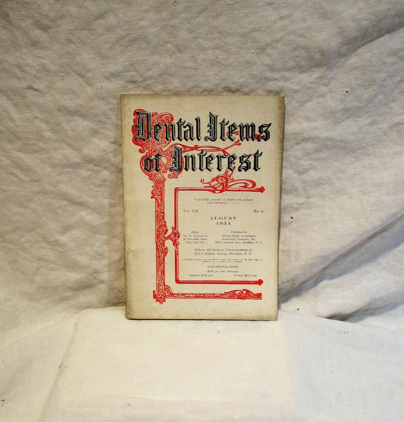 1920s Dental Journal: Antique Dentistry Medical Science Publication - Etsy