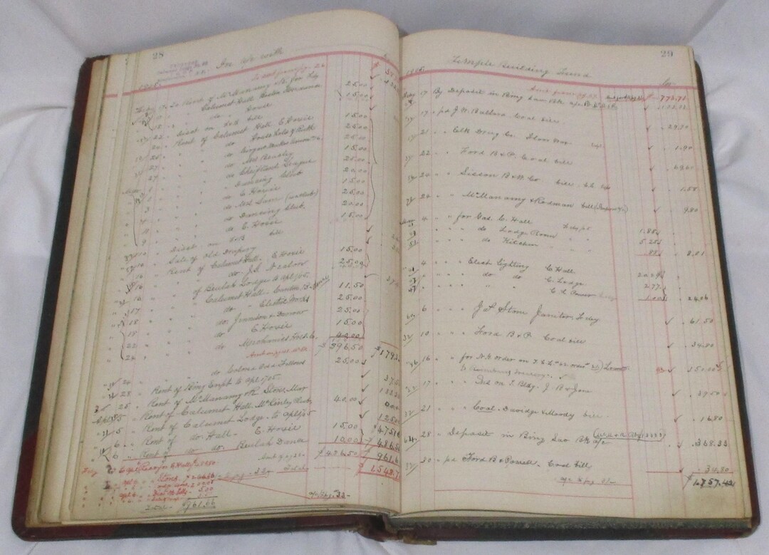 1904 Antique Cloth Ledger, Independent Order of Odd Fellows, Broome ...