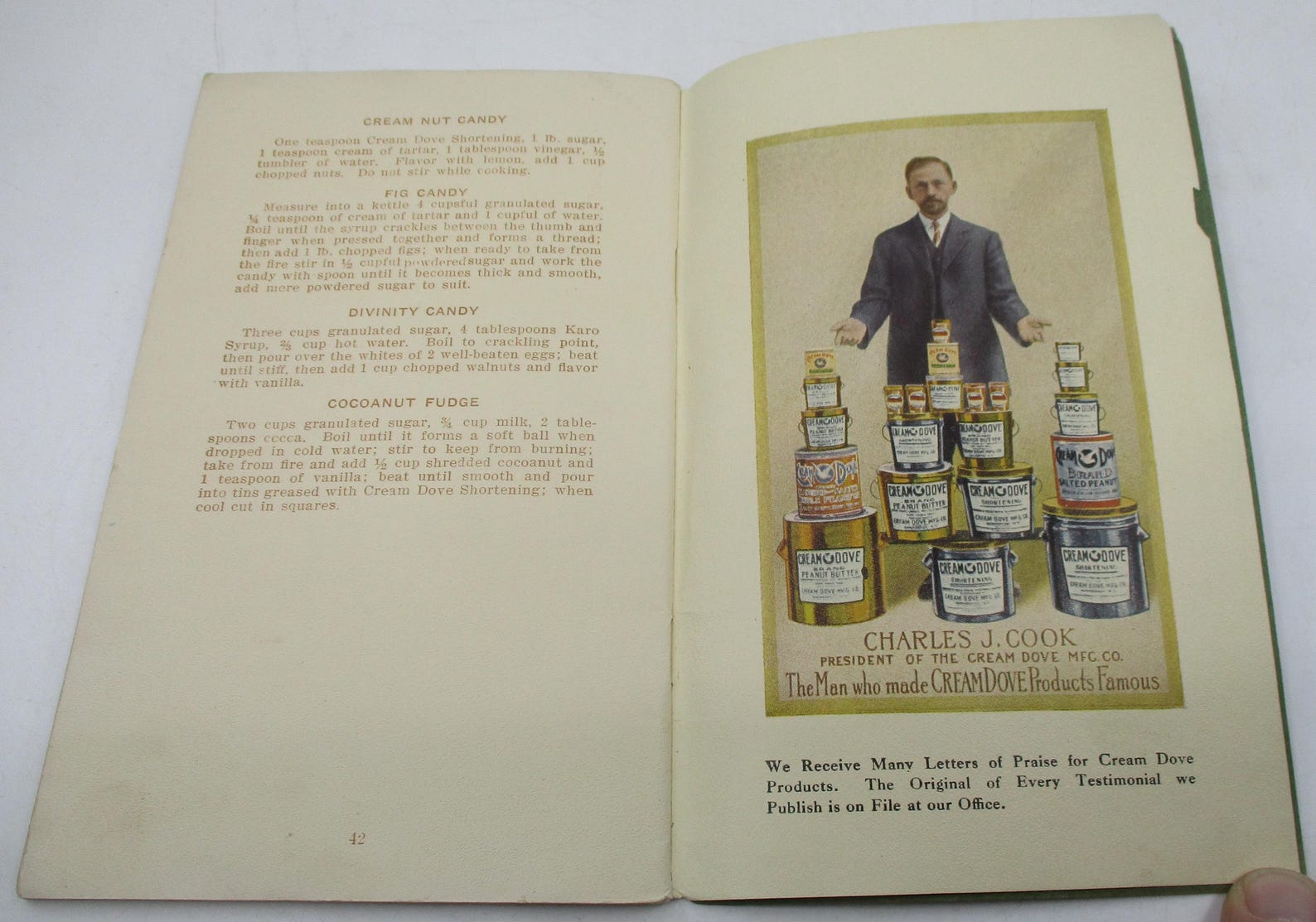 Undated Cream Dove Shortening Pamphlet, Early 1900s Food Advertising ...