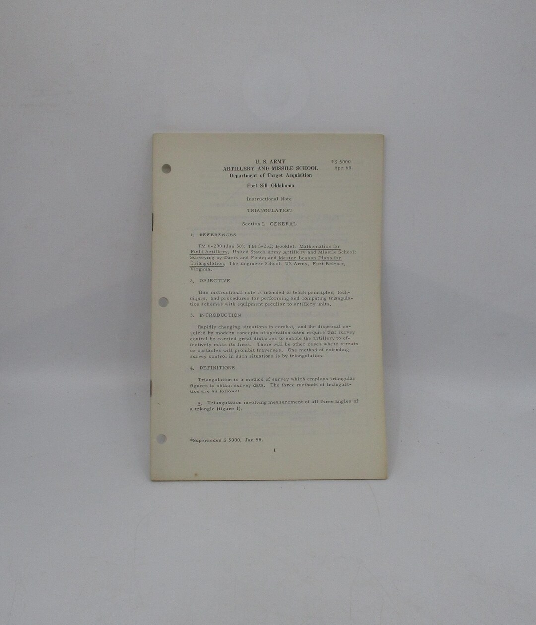 1960 US Army Artillery Triangulation Manual - Fort Sill Oklahoma - Etsy