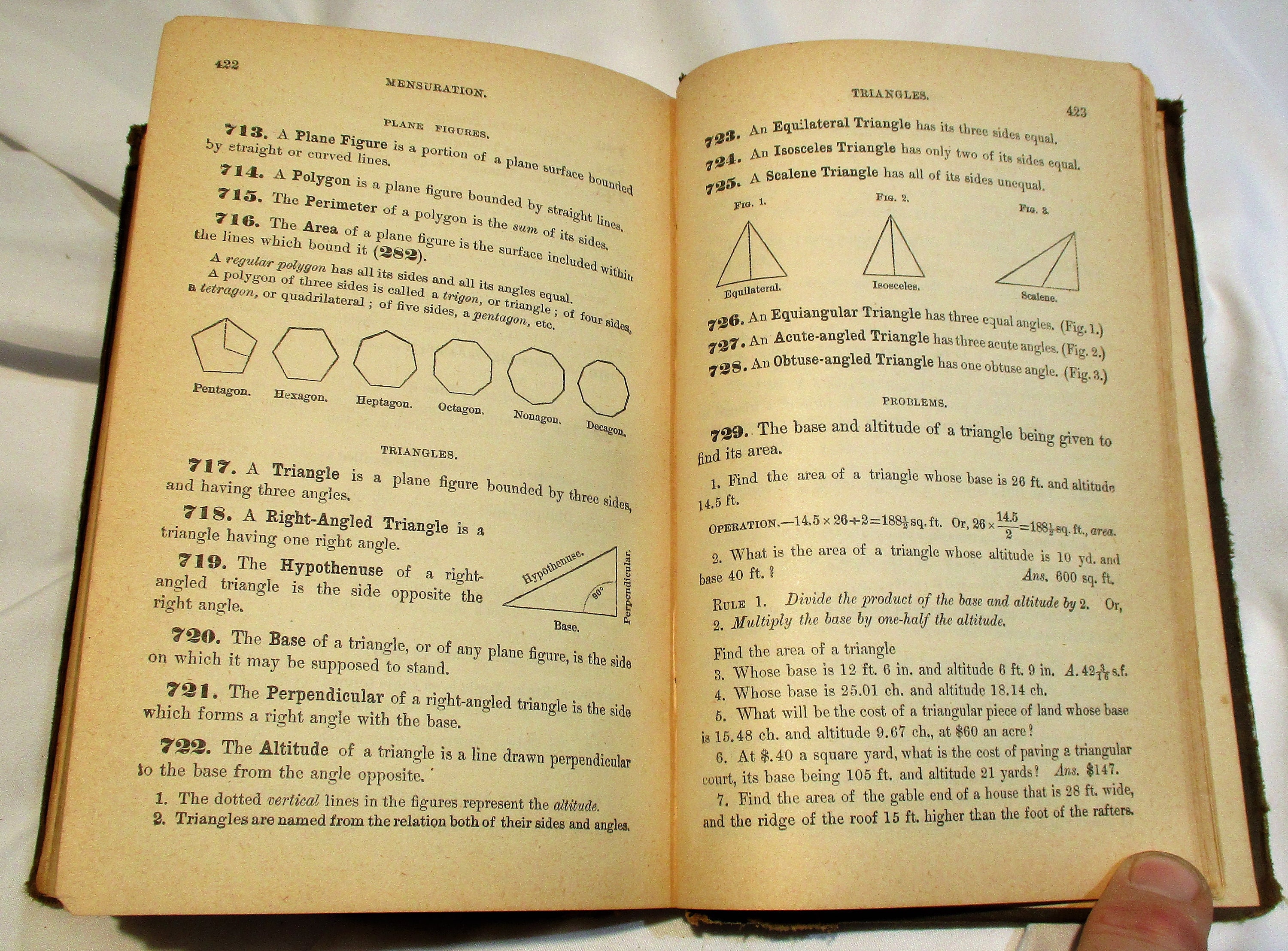 1875 Math Textbook, Progressive Higher Arithmetic Book, Old Antiquarian ...