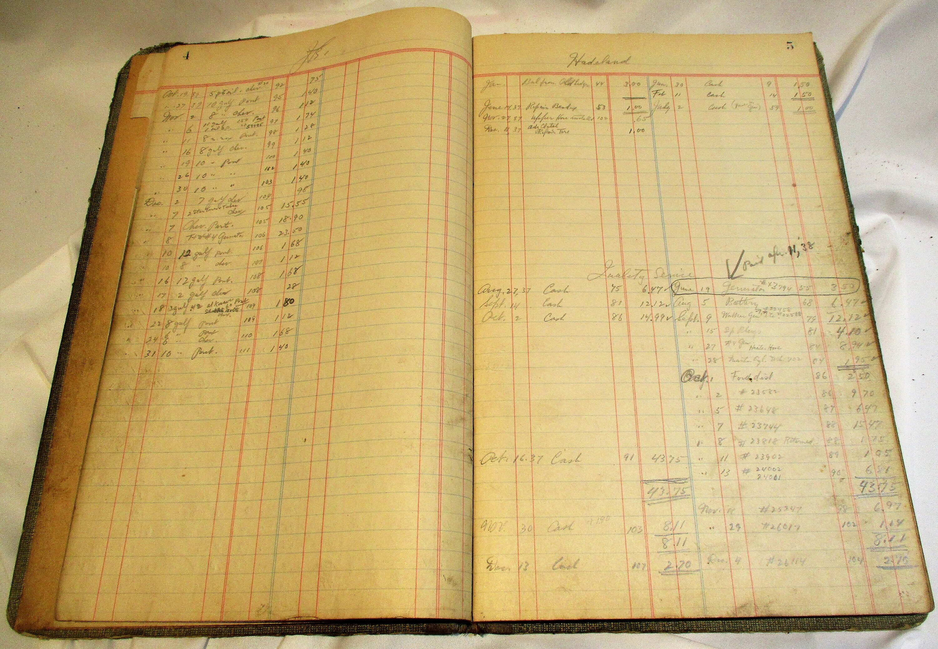 1937 Antique Cloth Ledger New Jersey Gas Station or Service - Etsy