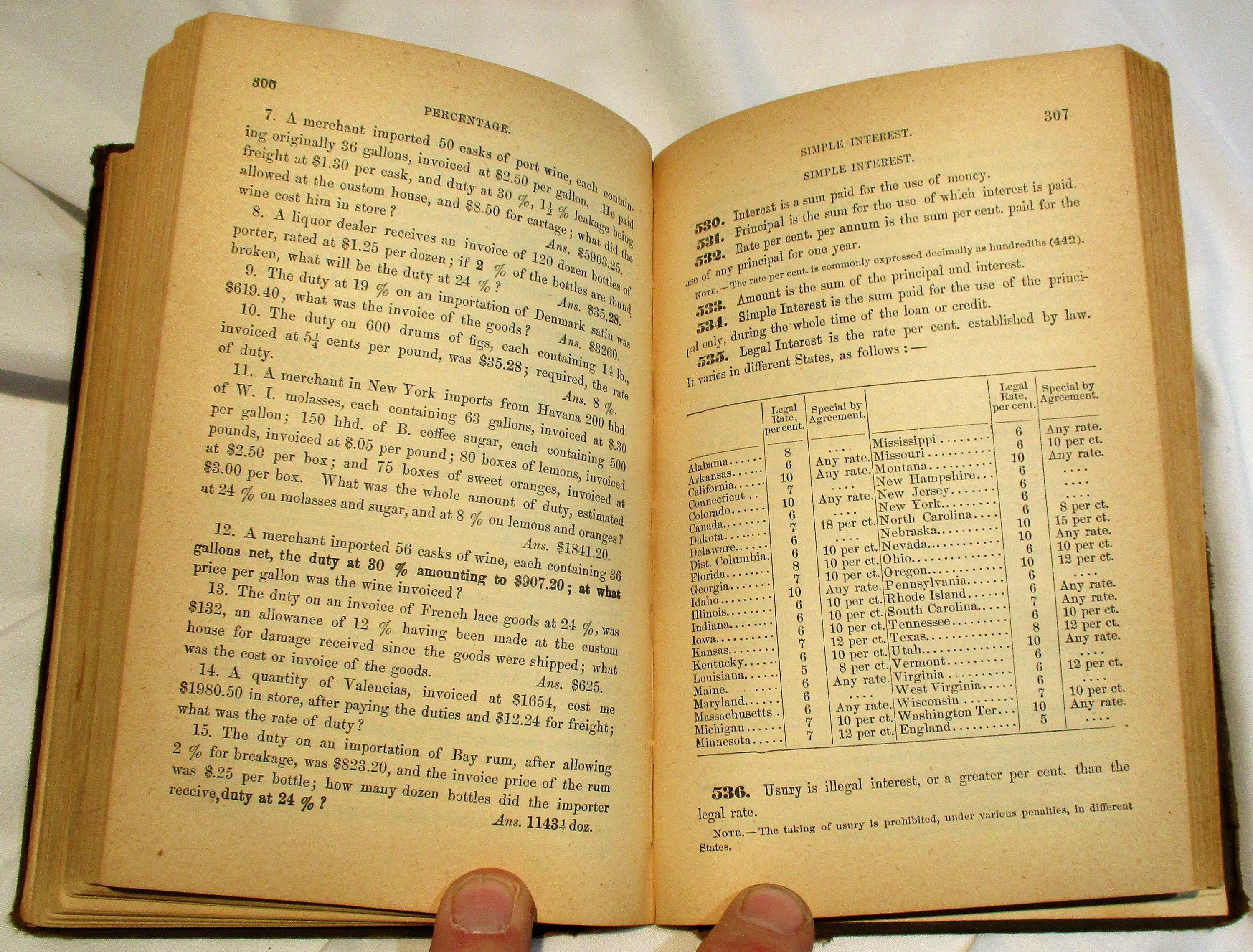 1875 Math Textbook, Progressive Higher Arithmetic Book, Old Antiquarian ...