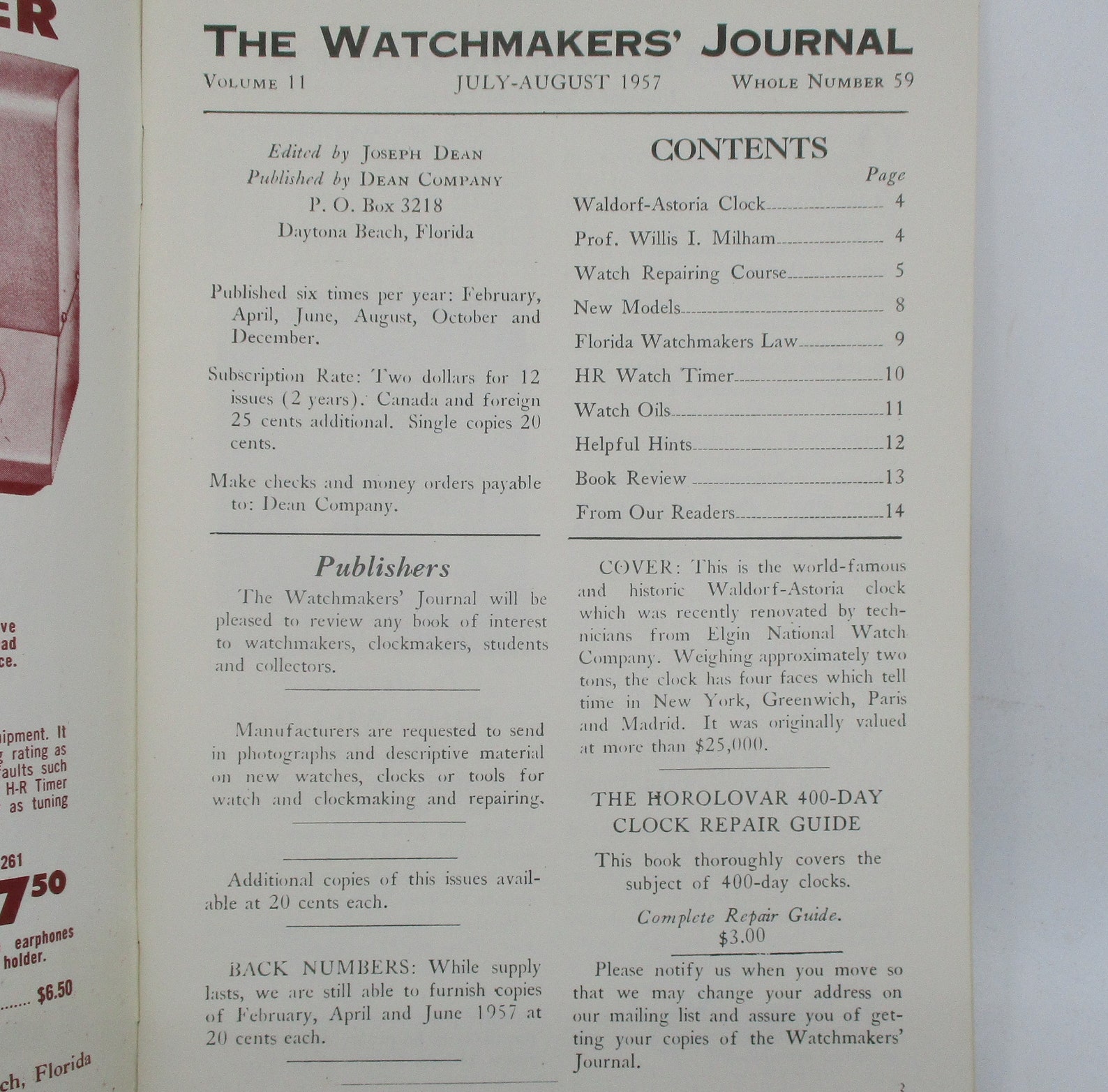 1957 Watchmakers' Journal, Watch and Clock Repair Book, Old Reference ...