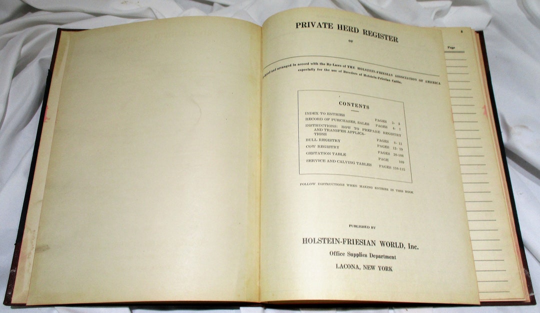 Holstein Friesian Cattle Herd Register - Untouched Vintage Breeding ...