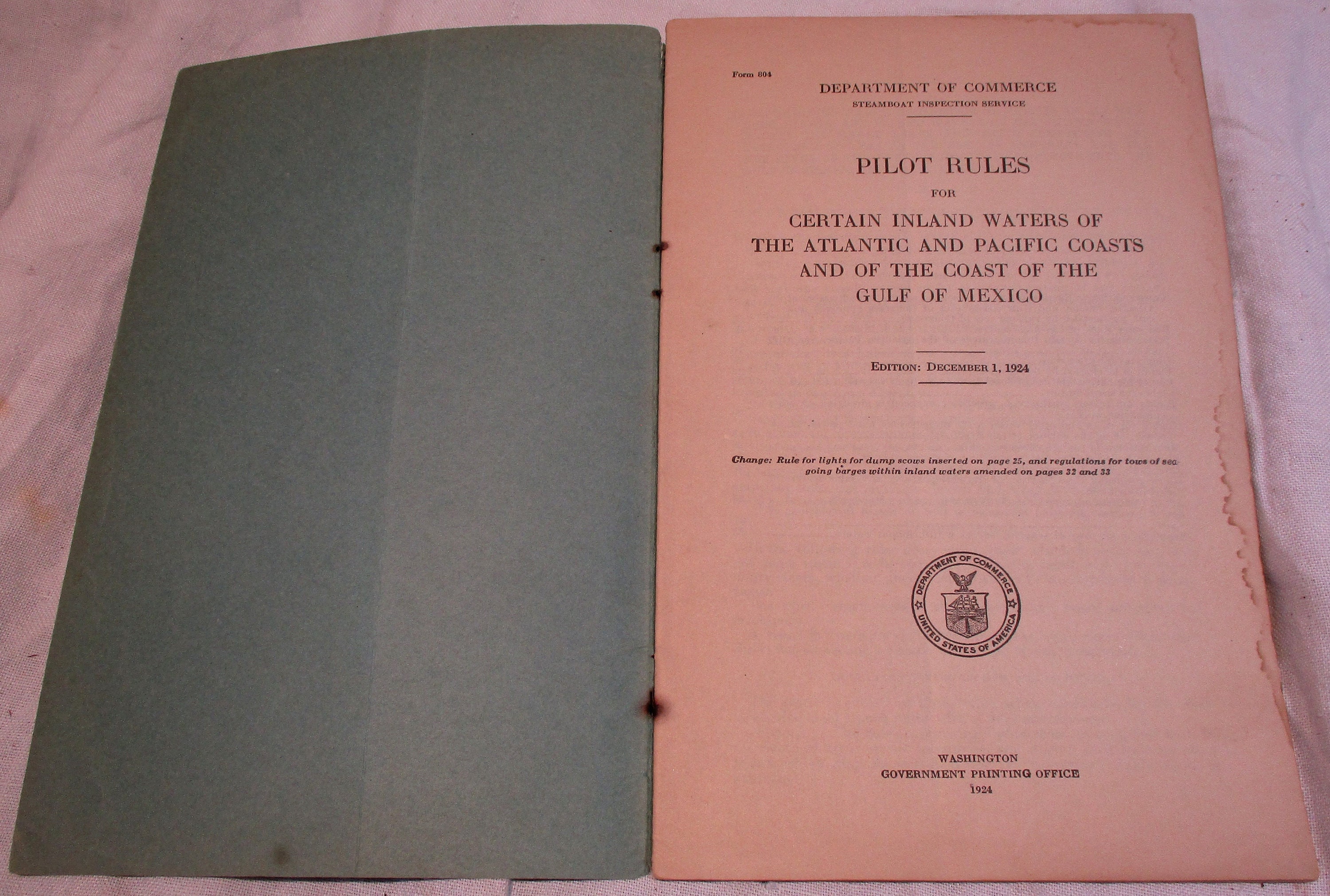 1920s Boating Pamphlet and Letter, Steamboat Inspection Service Booklet ...