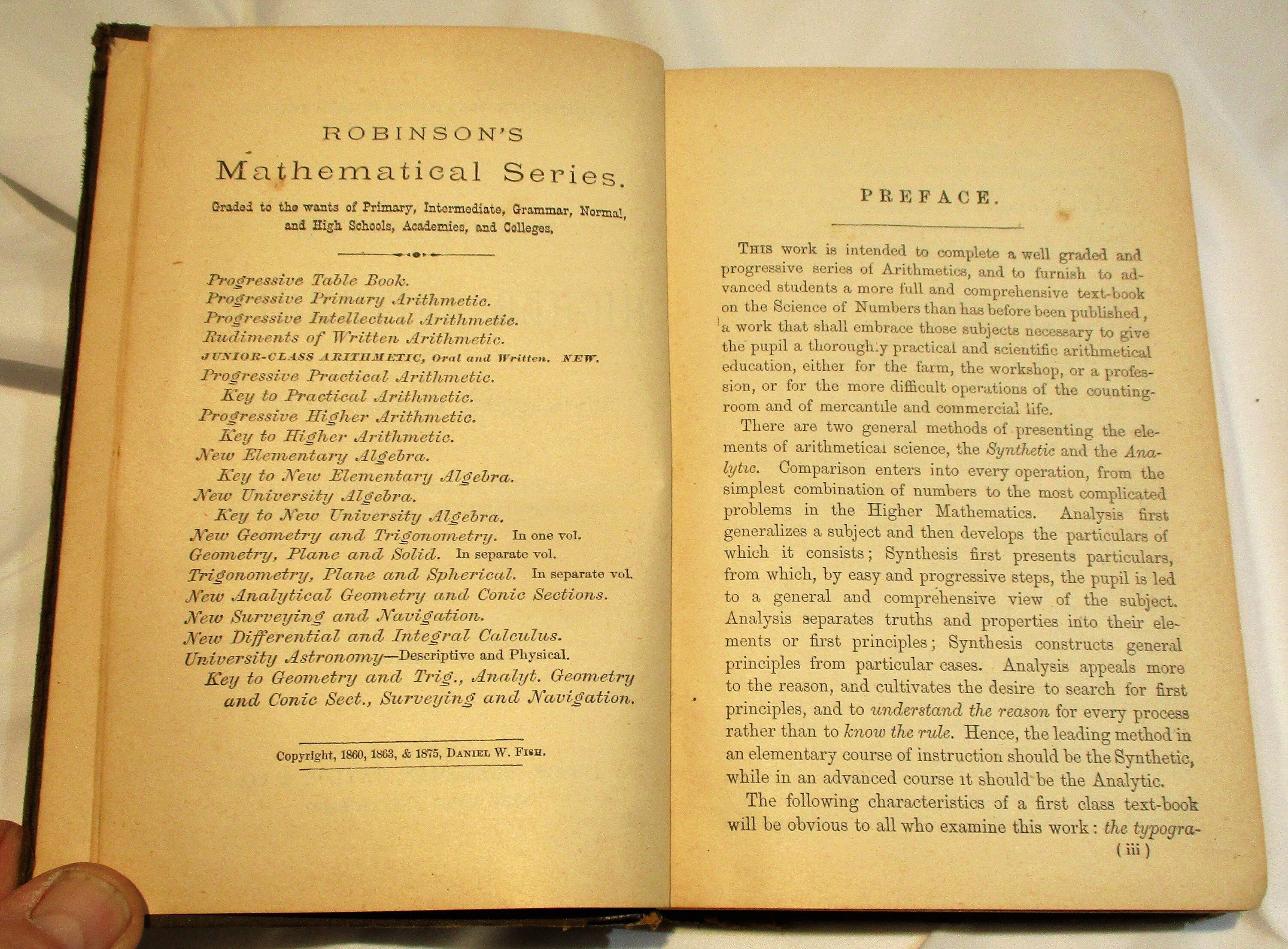 1875 Math Textbook, Progressive Higher Arithmetic Book, Old Antiquarian ...