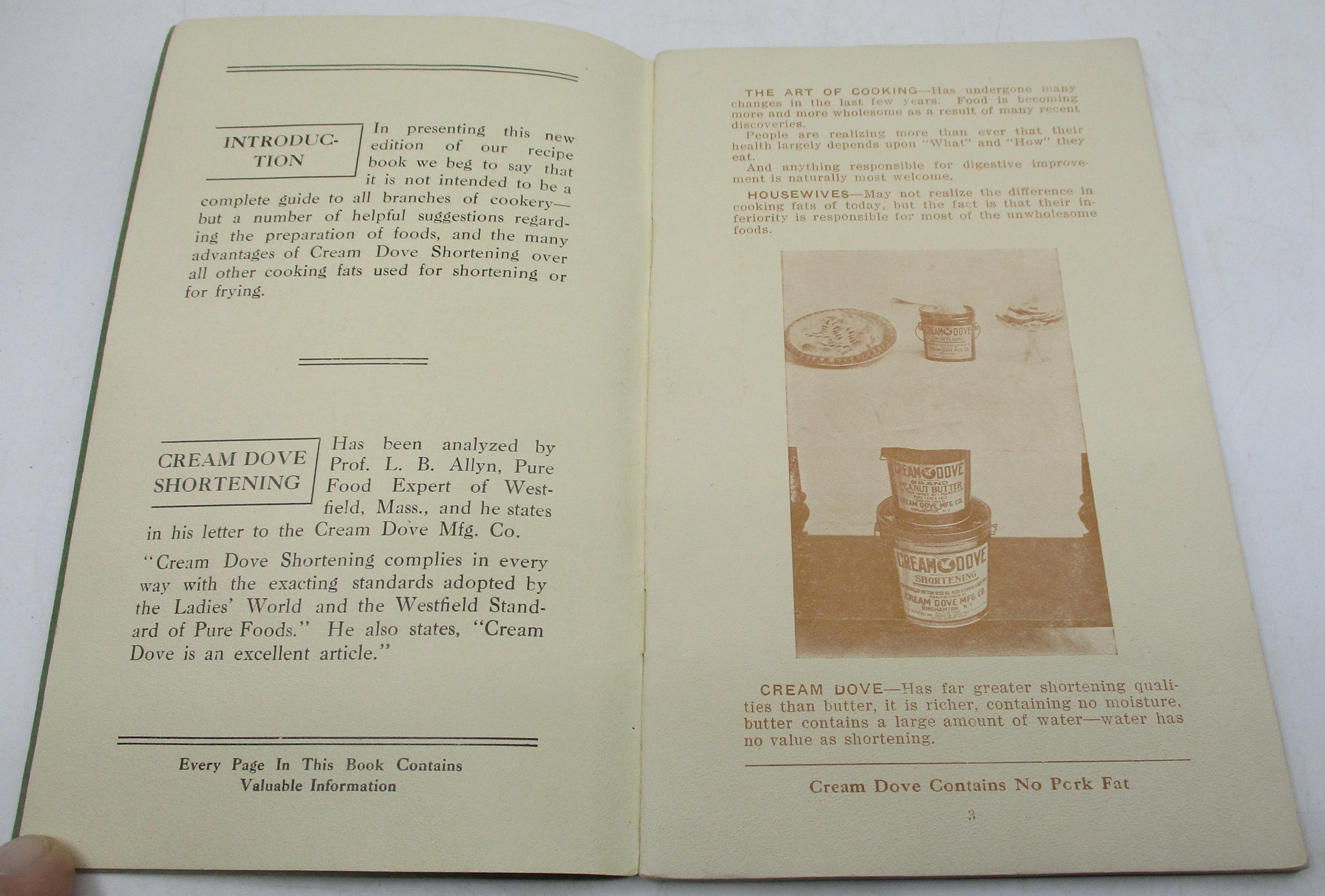 Undated Cream Dove Shortening Pamphlet, Early 1900s Food Advertising ...