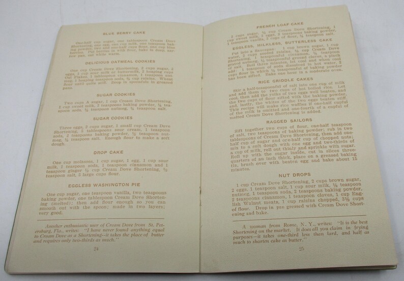 Undated Cream Dove Shortening Pamphlet, Early 1900s Food Advertising ...
