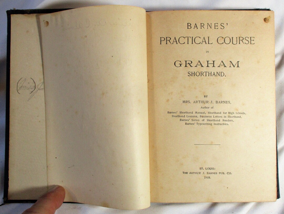 Graham Shorthand Textbook: Barnes' Practical Course, 1908 - Etsy