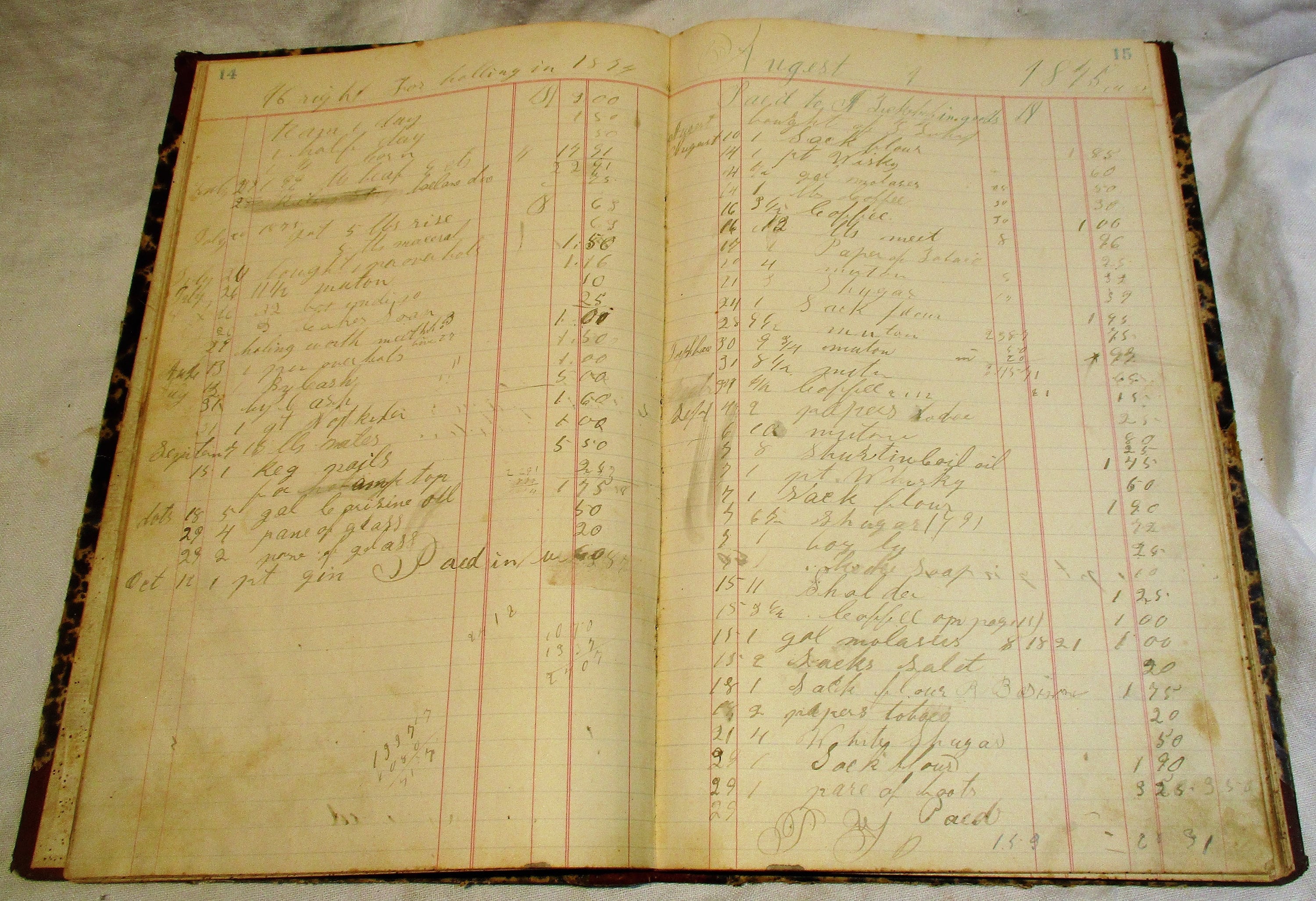 1875 Antique Ledger, Old Accounting Business Book, 19th Century General ...