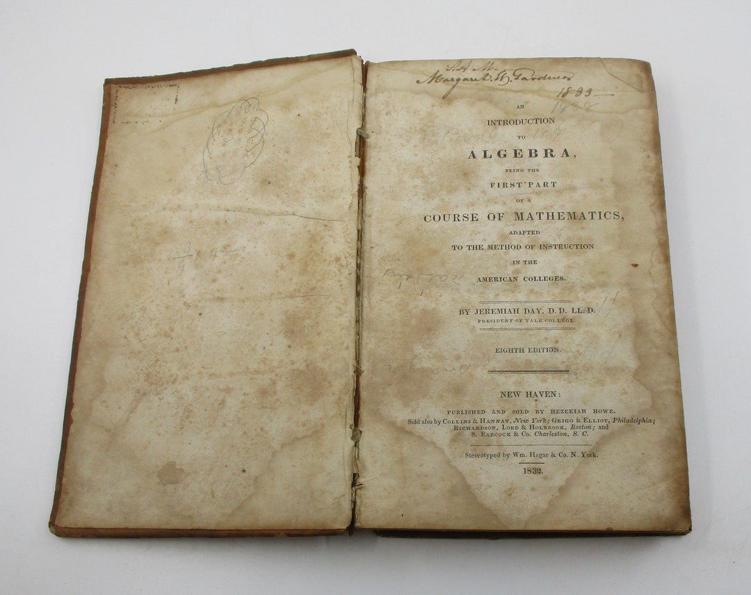 1832 Introduction to Algebra, Old Antiquarian Math Book, Early ...