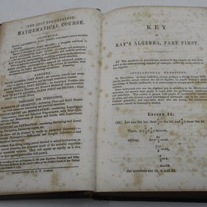 1852 Ray's Algebra, Old Antiquarian Math Book, 19th Century Early ...