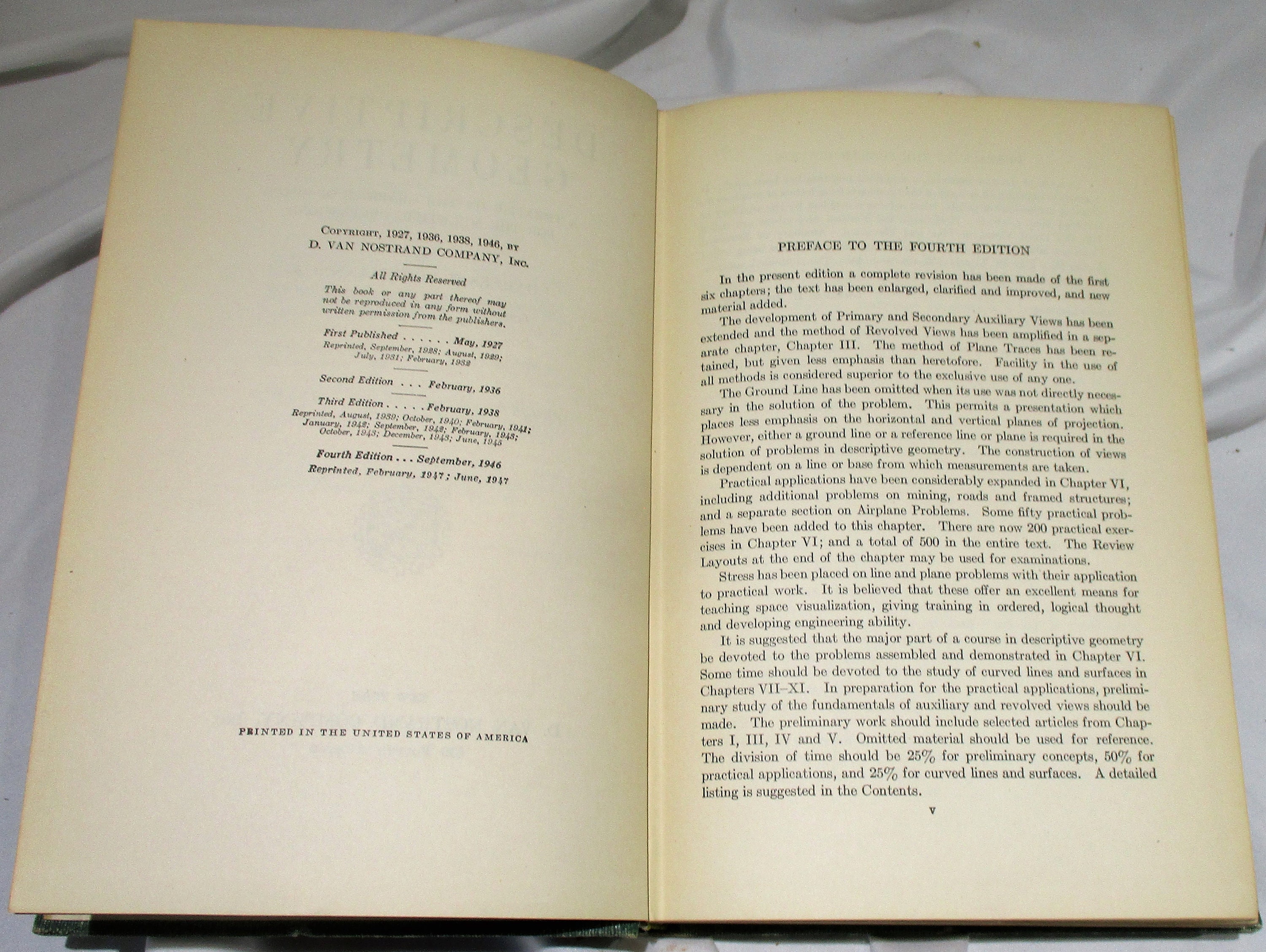 1947 Descriptive Geometry, Old Mathematics Book, Math Textbook ...