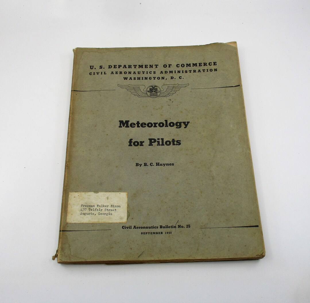 1940 Aviation Book: Meteorology for Pilots - WWII Flight Handbook - Etsy