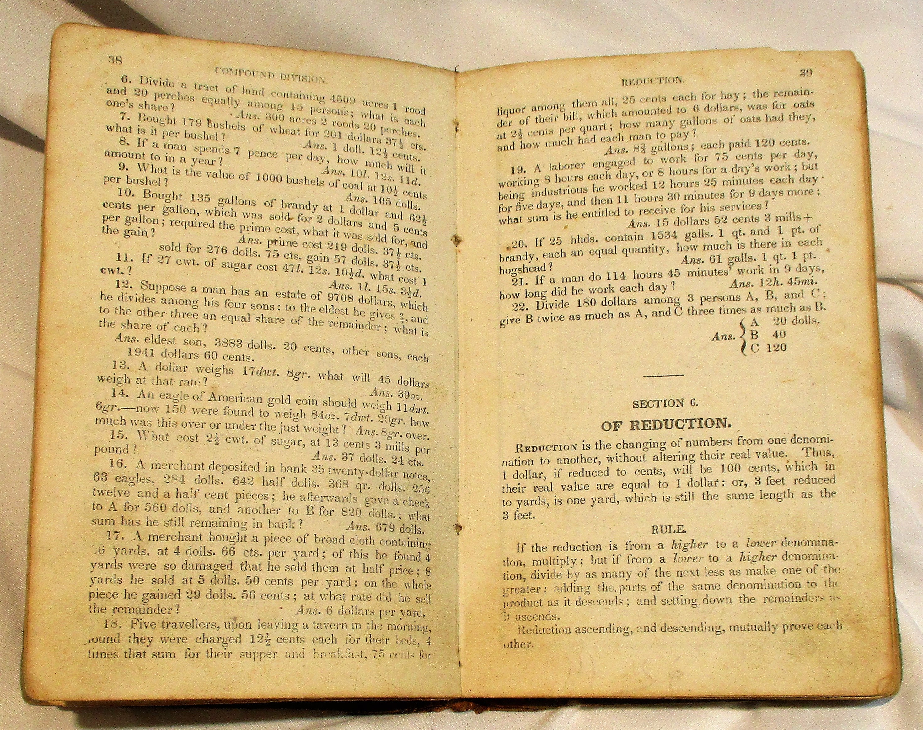 1839 Math Textbook, the Western Calculator, Old Antiquarian Book, Early ...