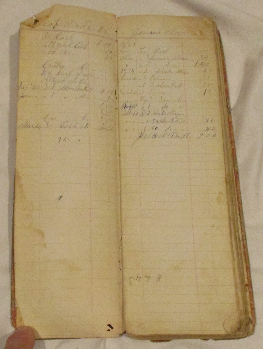 1883-1886 Antique Cloth Ledger, General Store or Grocery Ledger, 19th ...