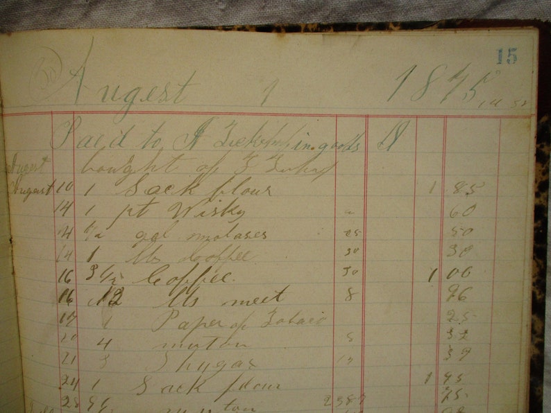 1875 Antique Ledger, Old Accounting Business Book, 19th Century General ...
